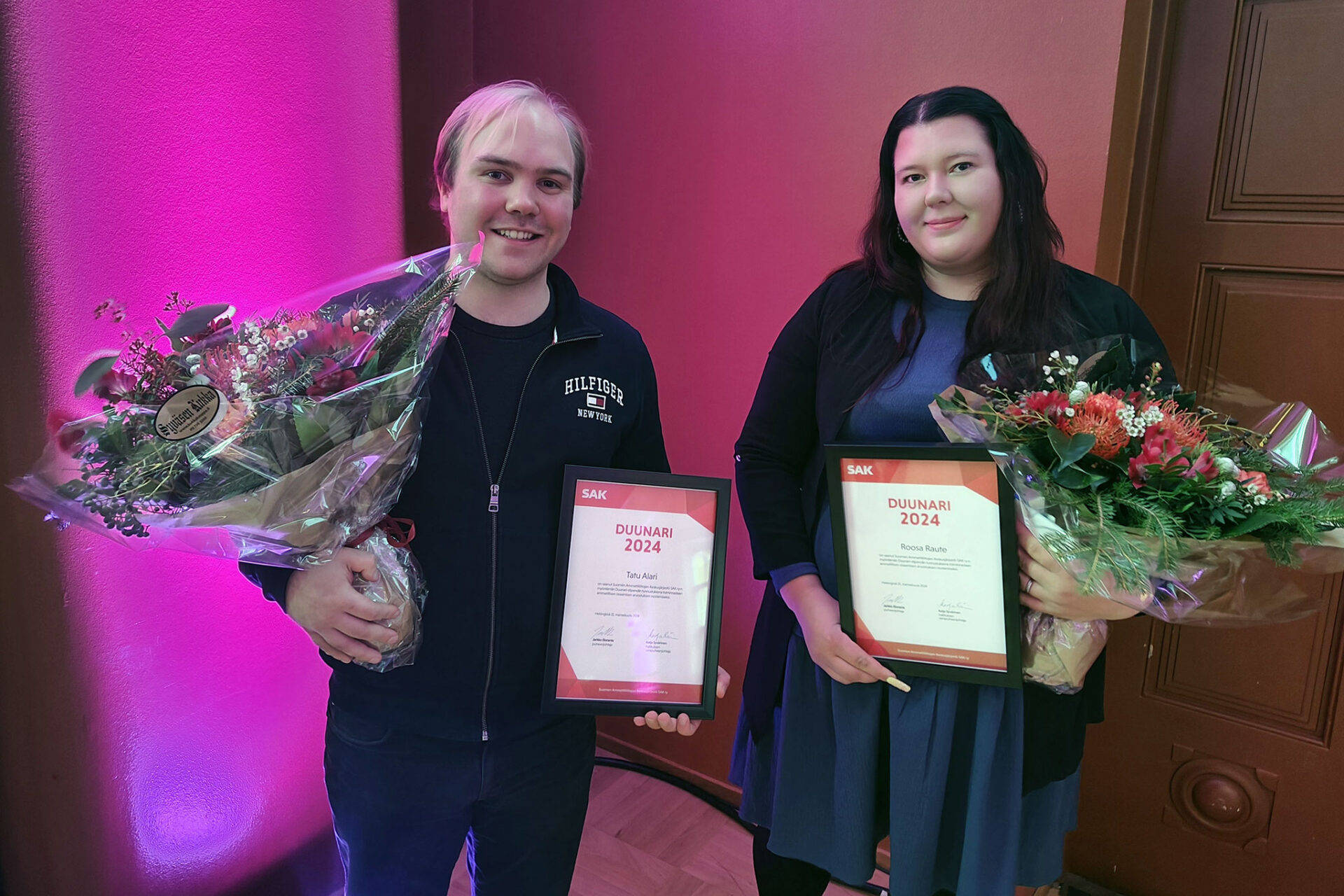 Tatu Alari ja Roosa Raute palkittiin Duunari-stipendillä - SAK